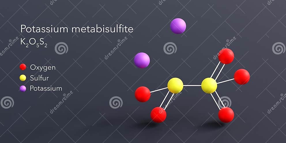Potassium Metabisulfite Molecule 3d Rendering, Flat Molecular Structure ...