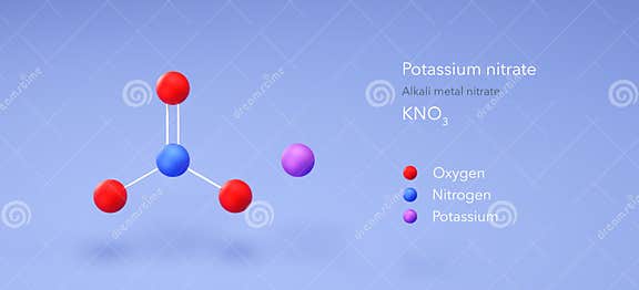 Potassium Nitrate Molecule, Molecular Structures, Alkali Metal Nitrate ...