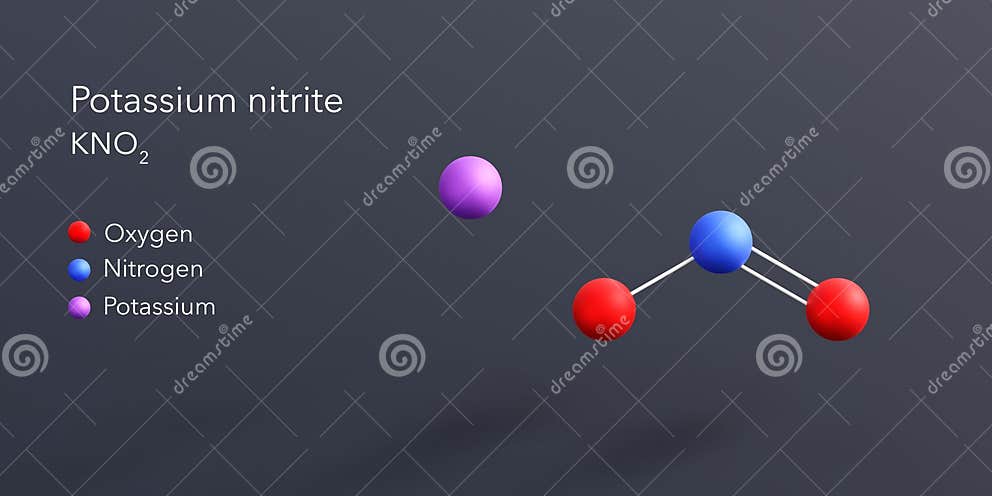 Potassium Nitrite Molecule 3d Rendering, Flat Molecular Structure with ...