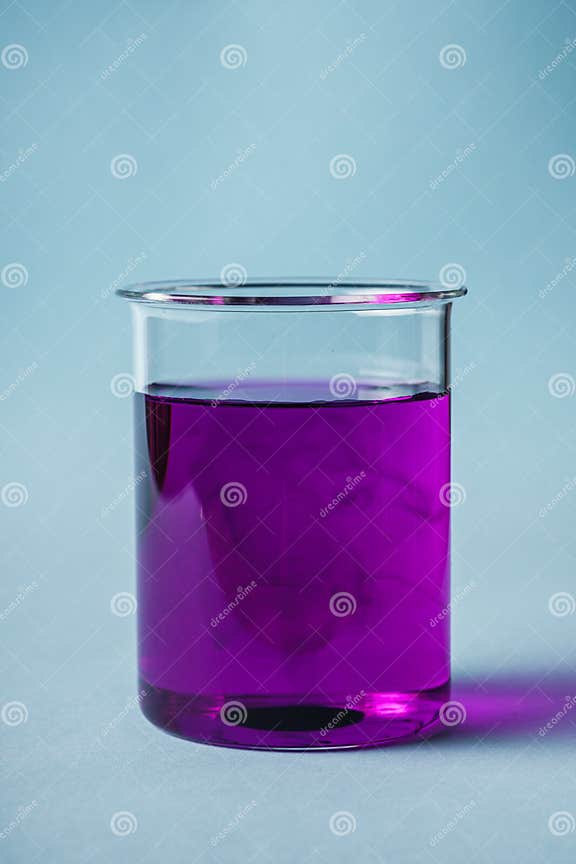 Potassium Permanganate Solution on a Blue Background Stock Photo ...