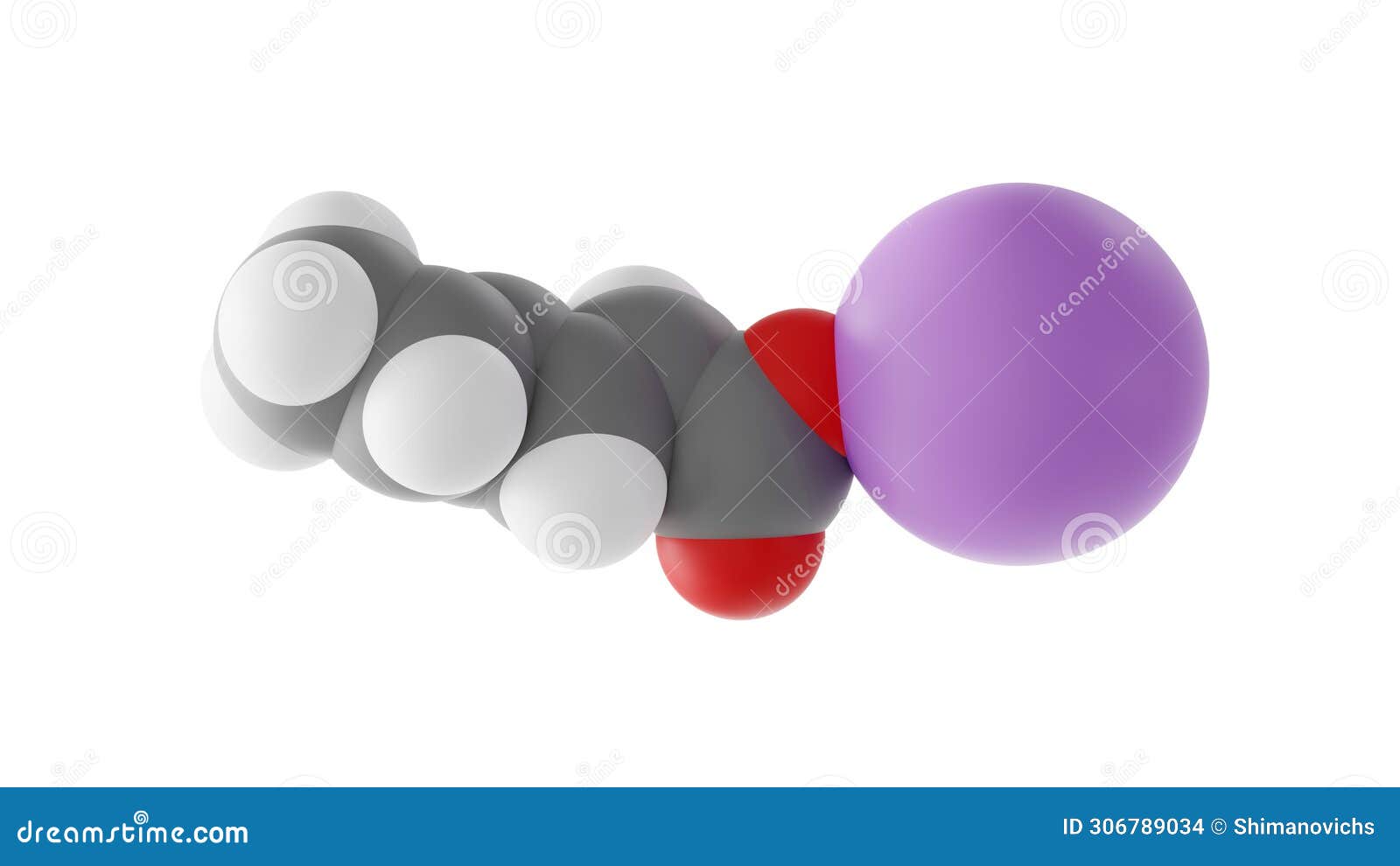 Potassium Sorbate Molecule, Structural Chemical Formula, Ball-and-stick ...