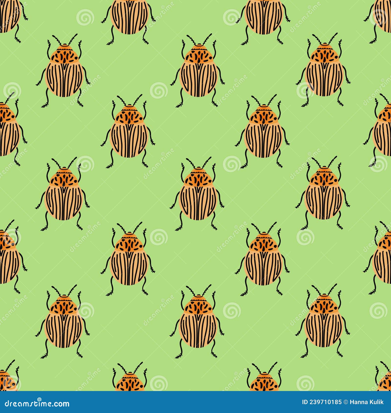 Potato Beetle, Colorado Bugs Pattern. Vector Illustration for Printing ...