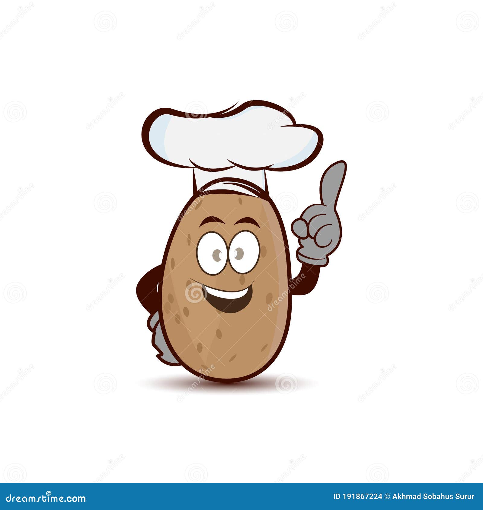 Potato Cartoon Character with a Chef Hat on a White Background. Design ... Potato Cartoon Character with a Chef Hat on a White Background. Design ...