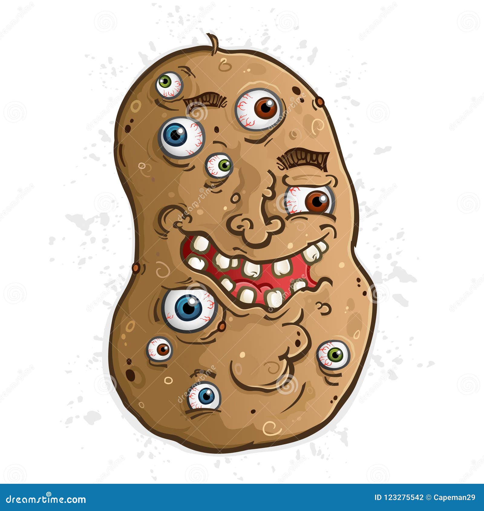 Potato Cartoon Character Covered In Eyeballs Vector Illustration ... Potato Cartoon Character Covered In Eyeballs Vector Illustration ...