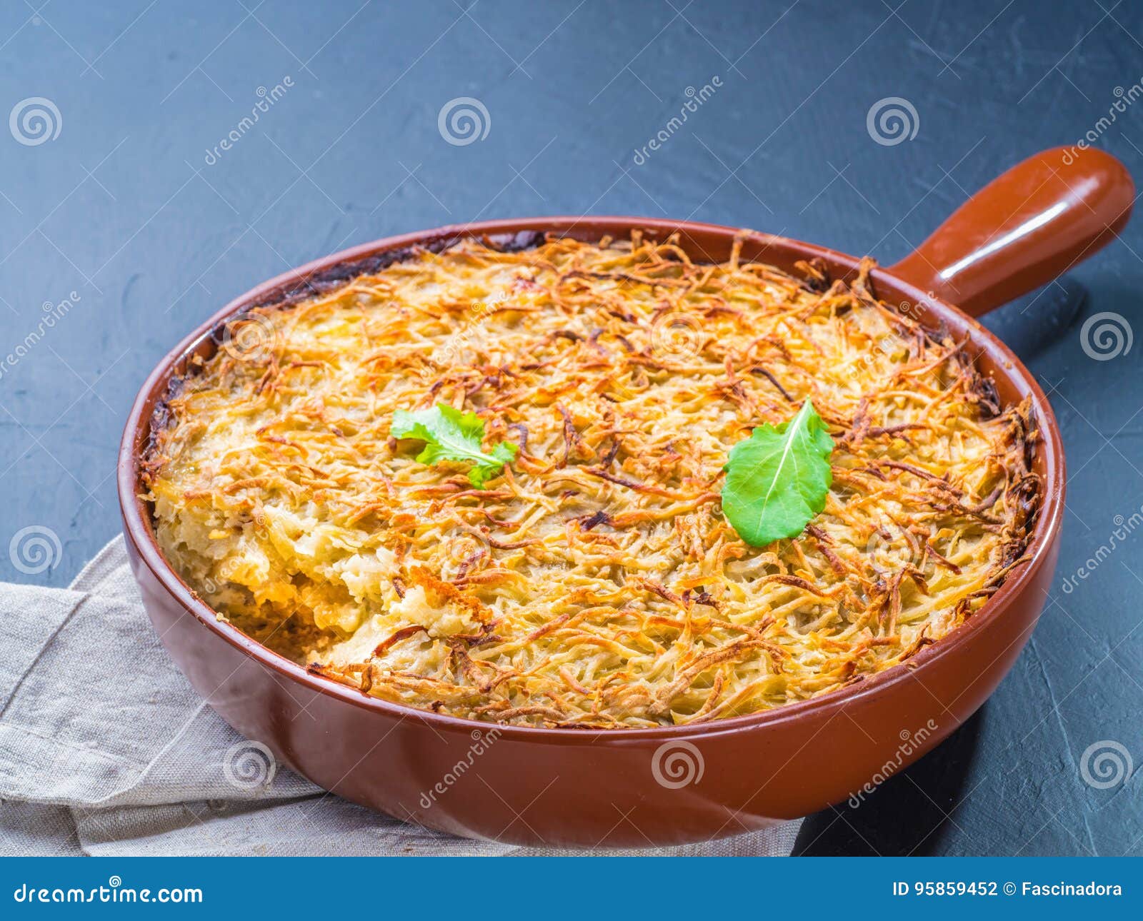 Potato casserole stock photo. Image of dinner, crust - 95859452