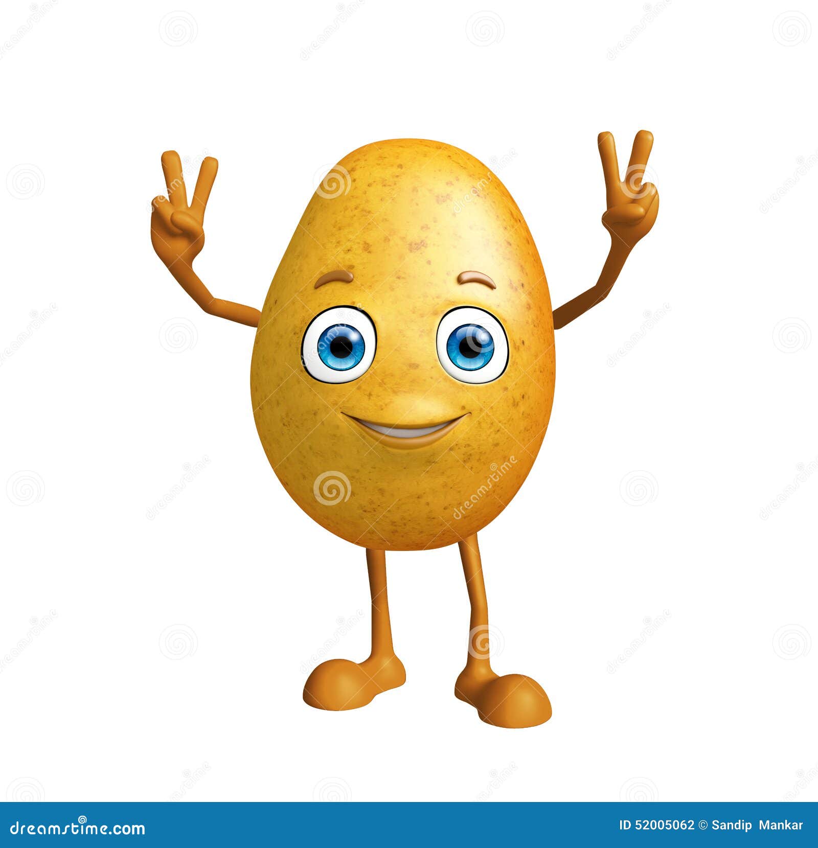 Potato Character with Win Pose Stock Illustration - Illustration of ...