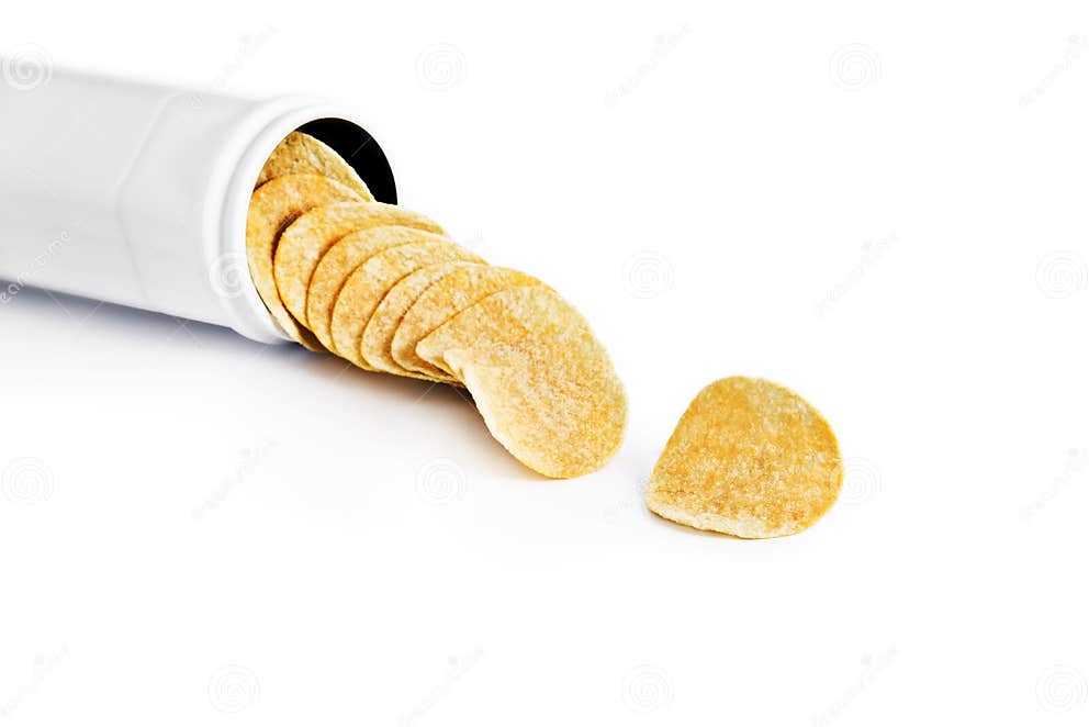 Potato chip in can stock photo. Image of chip, junk, food - 49817406