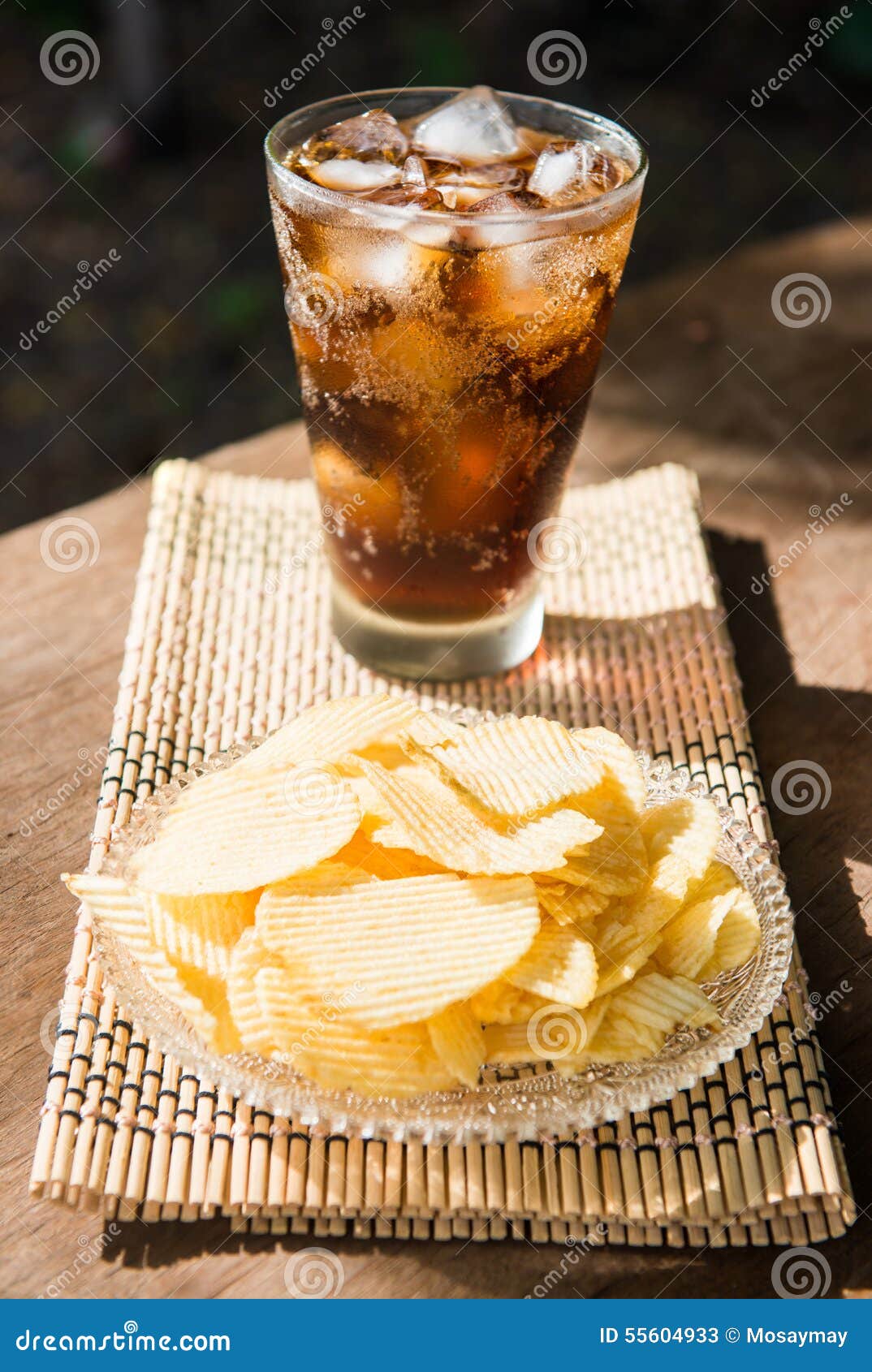 Potato Chip and Cola Sparking Water Stock Image - Image of plank, oven ...