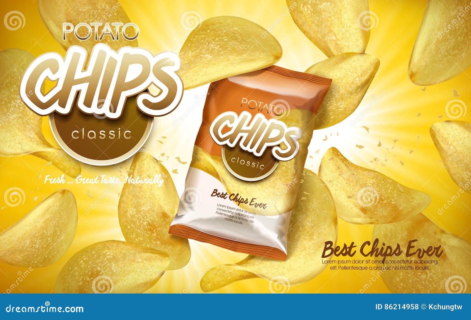 Potato chips ad classic stock vector. Illustration of convenient - 86214958