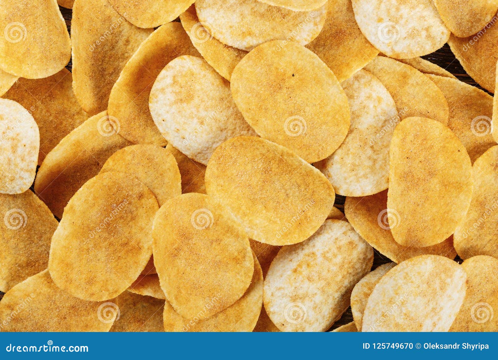 Potato chips as background stock photo. Image of meal - 125749670