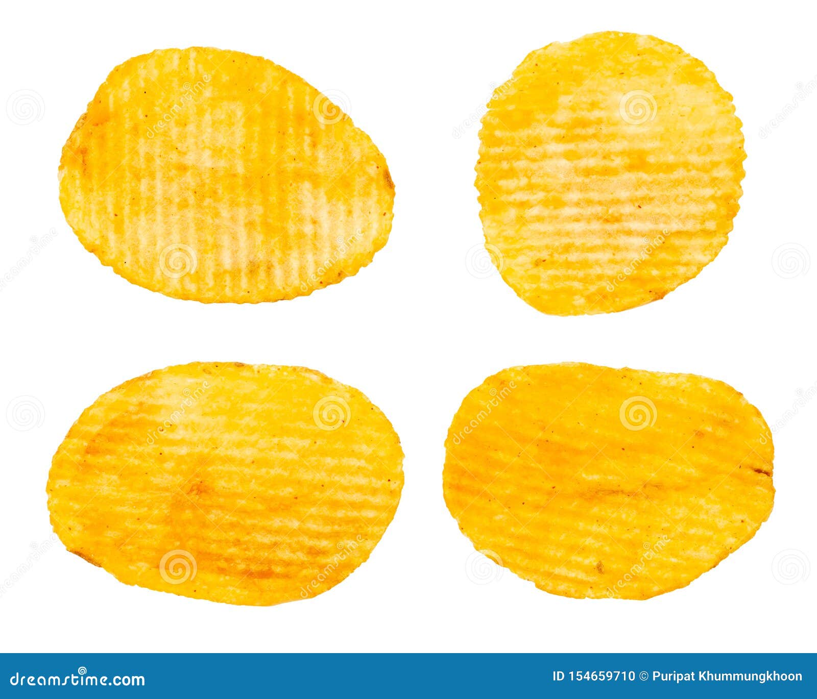 Potato Chips Assortment Top View Collection Isolated on White ...