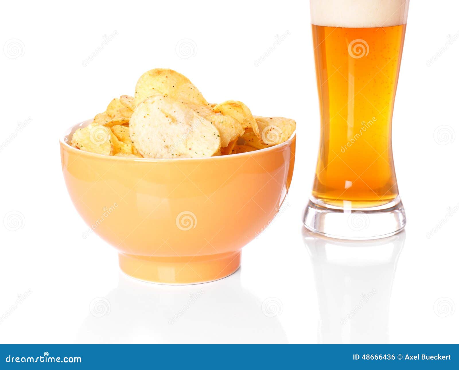 Potato chips and beer stock photo. Image of fatty, chips - 48666436