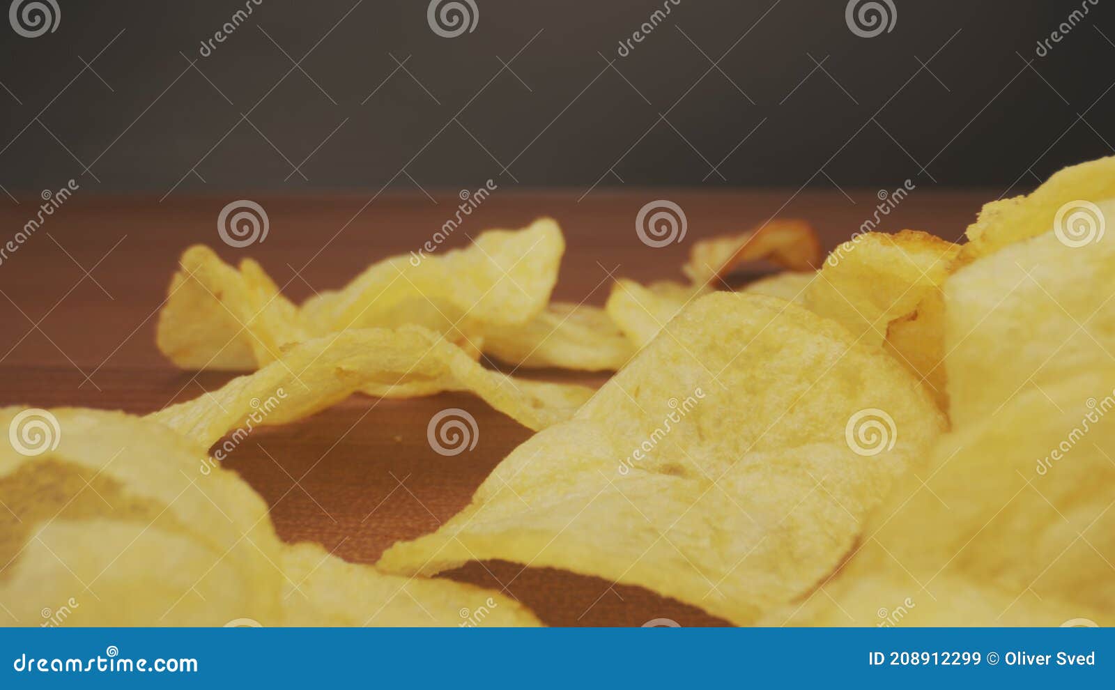 Potato Chips in Camera Motion Closeup Footage Stock Image - Image of ...