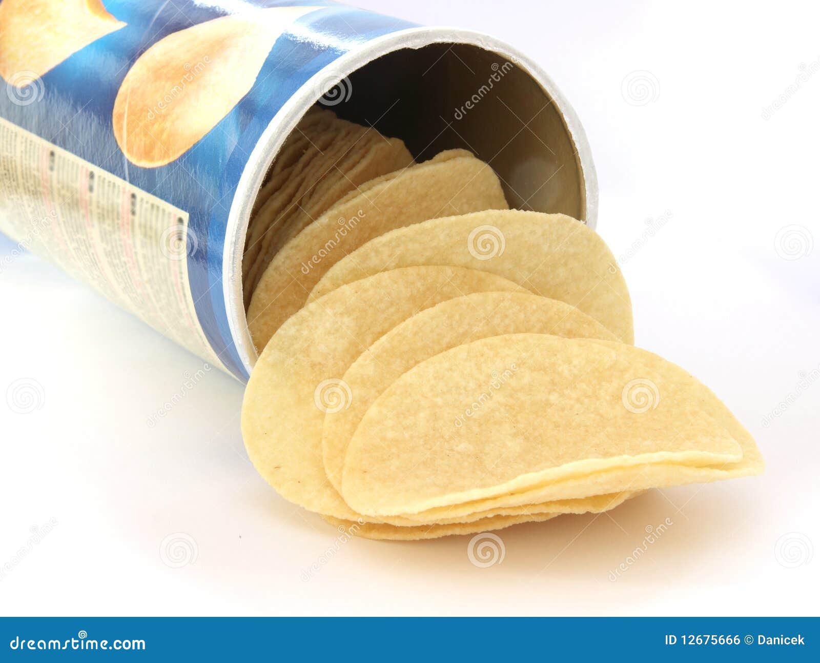 Potato chips in can stock photo. Image of background - 12675666