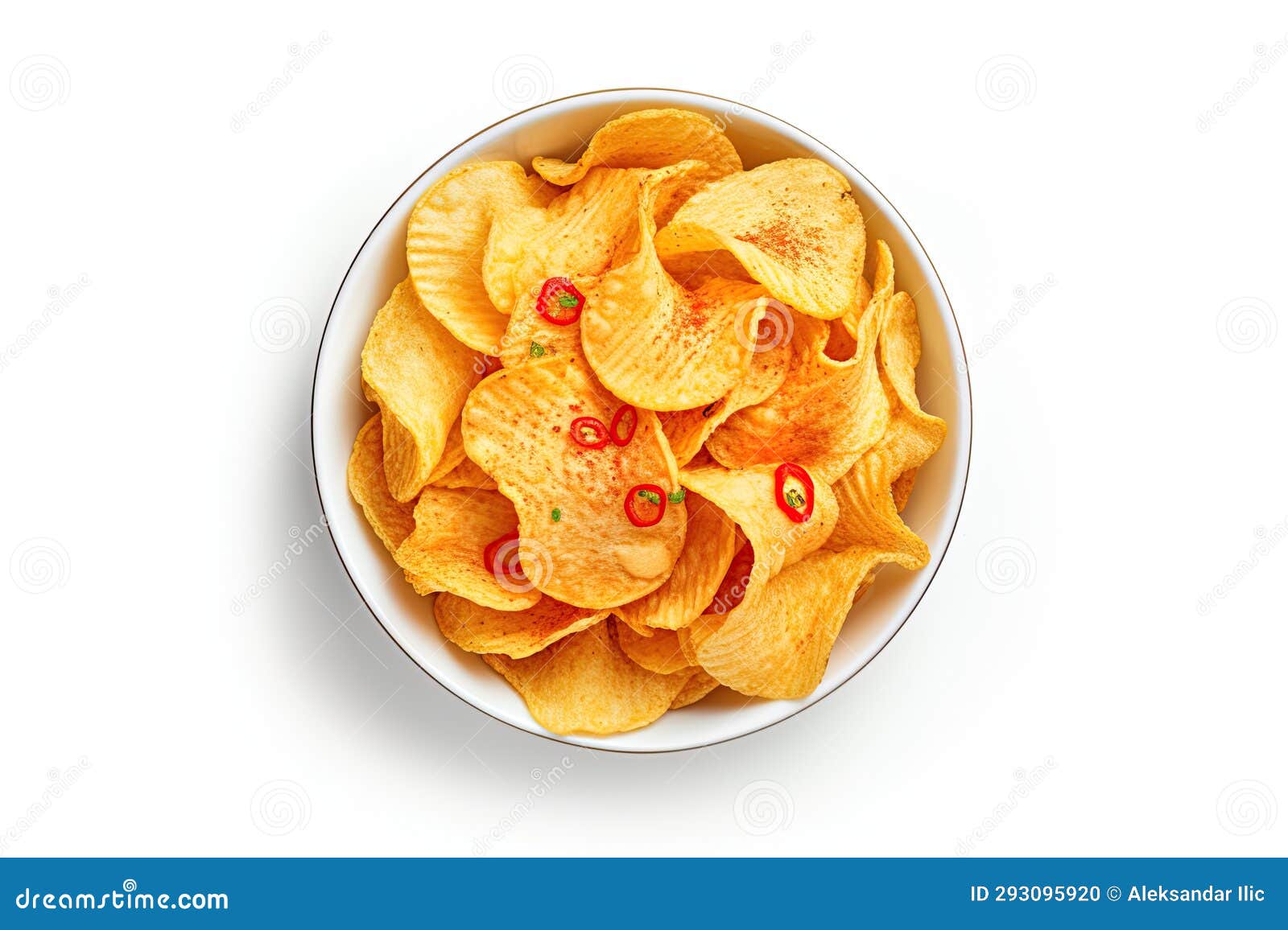 Potato Chips with Chilly Peppers in a Bowl. Ai Generative Stock Photo ...