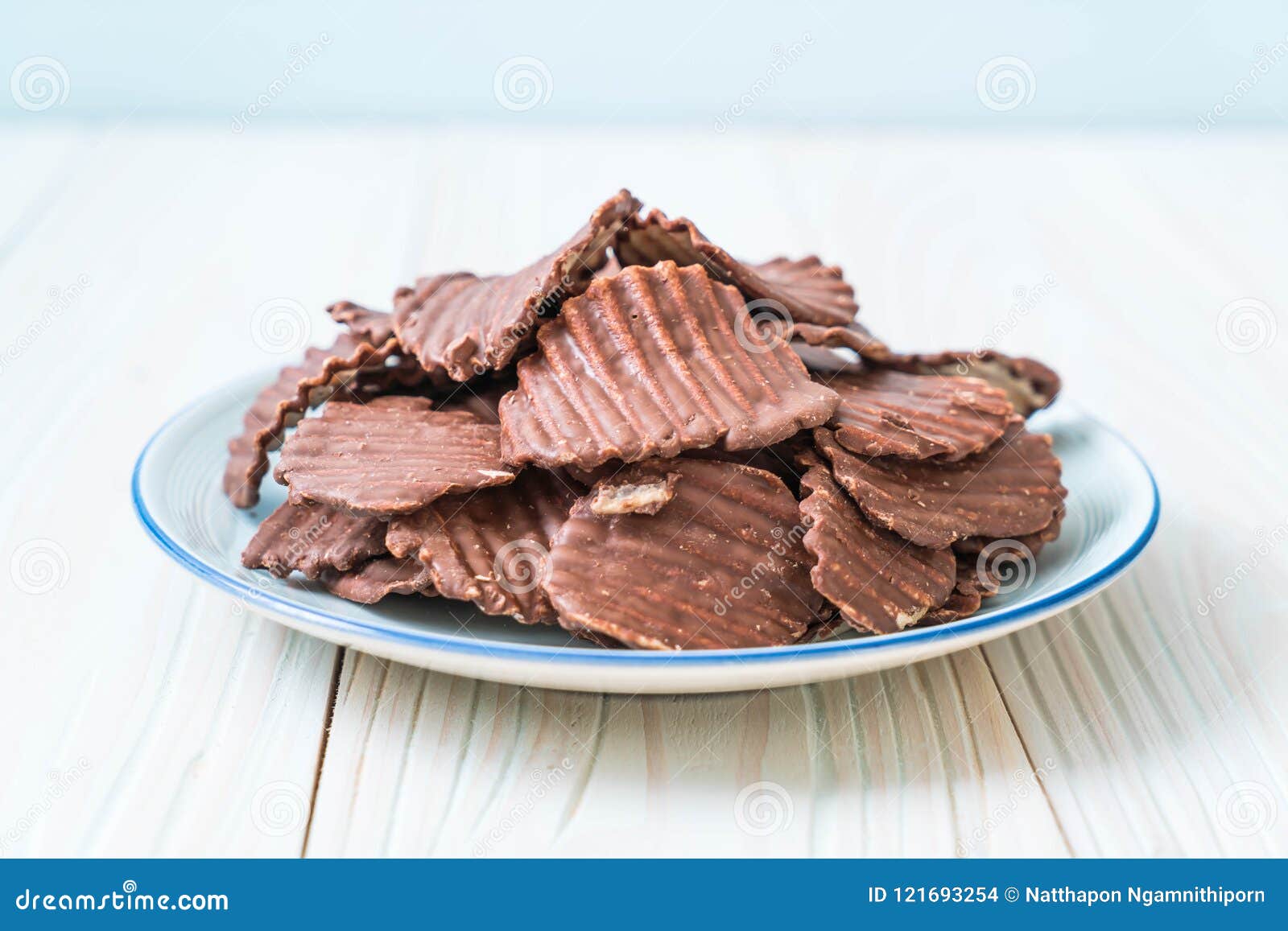 Potato Chips with Chocolate Stock Photo - Image of food, closeup: 121693254