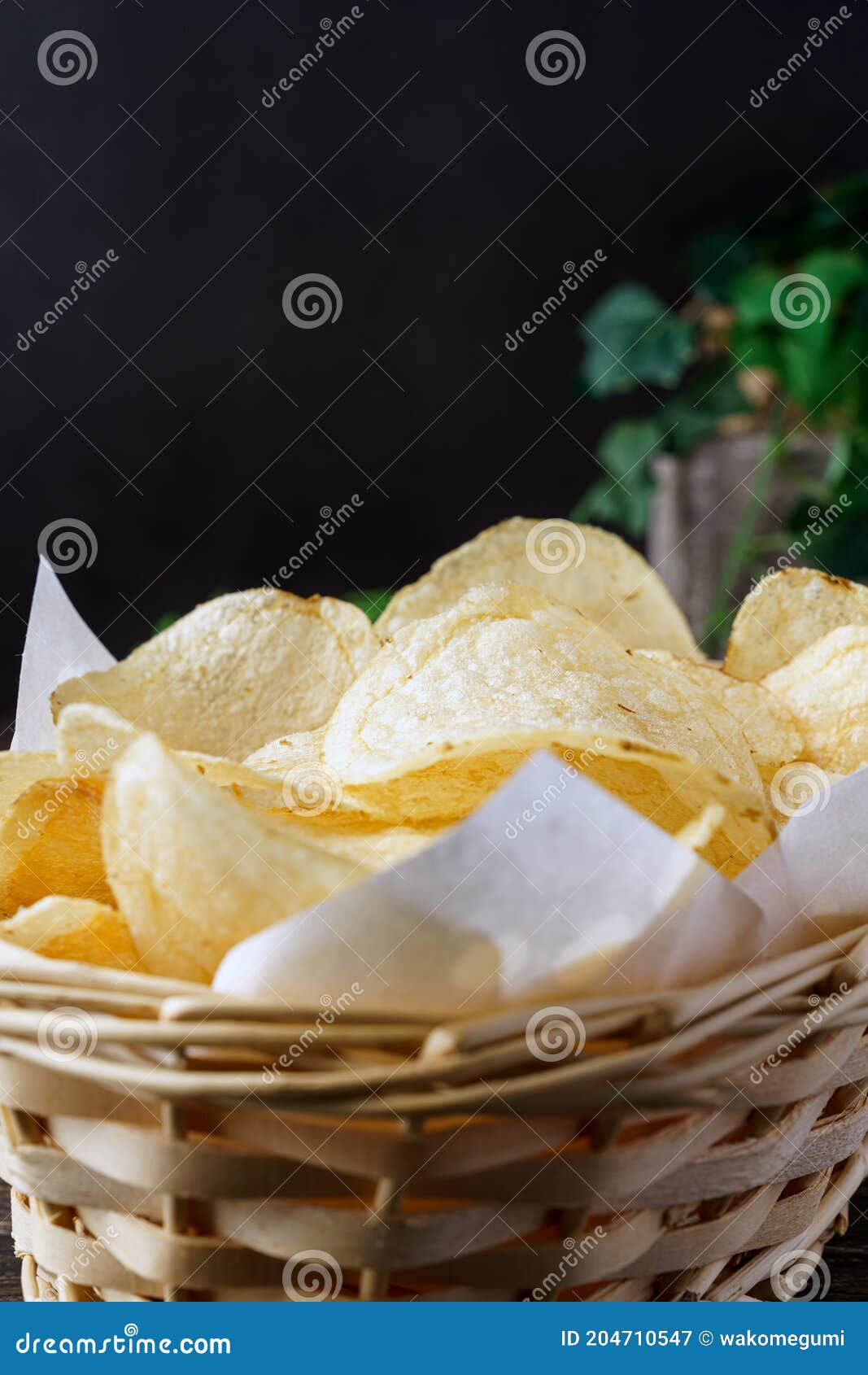 Potato Chips (Potato Crisps) on Wooden Table Stock Image - Image of ...
