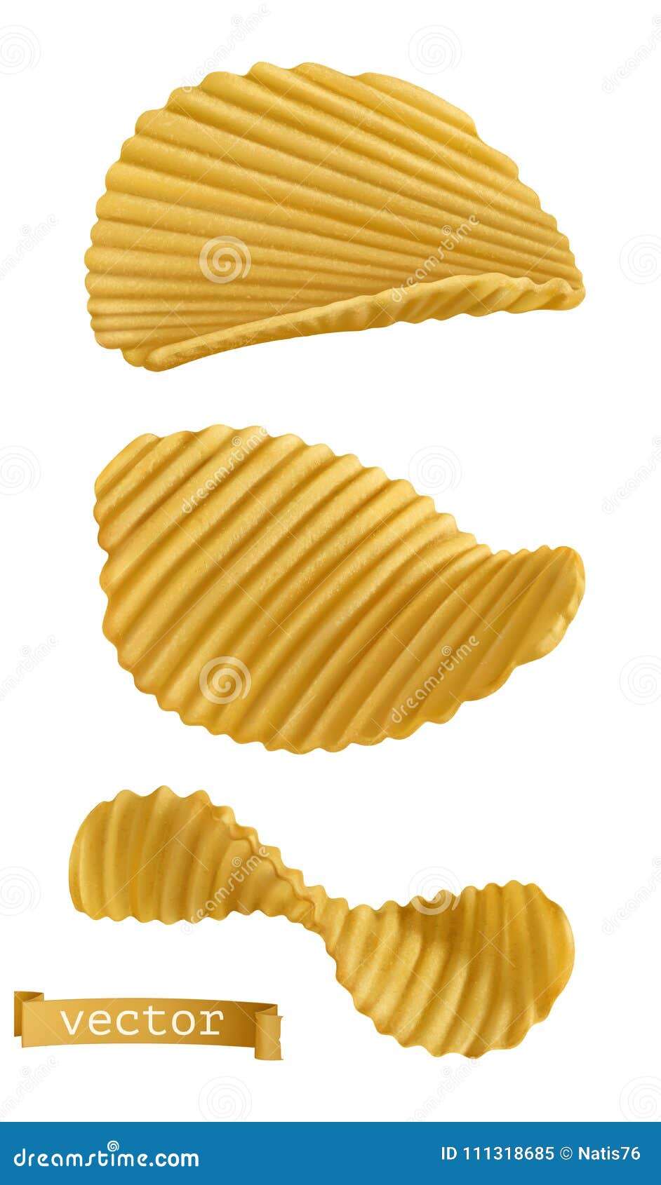 Potato Chips. 3d Vector Icon Set Stock Vector - Illustration of frites ...