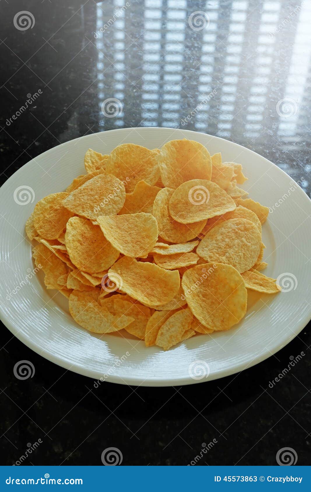 Potato chips in the dish stock image. Image of lunch - 45573863