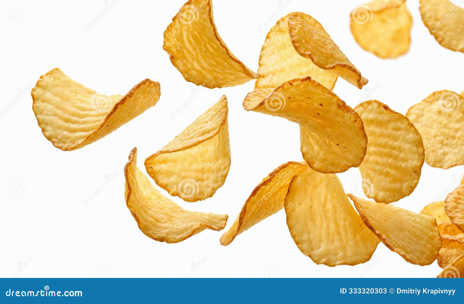 Potato Chips Falling Against a White Background Stock Illustration ...