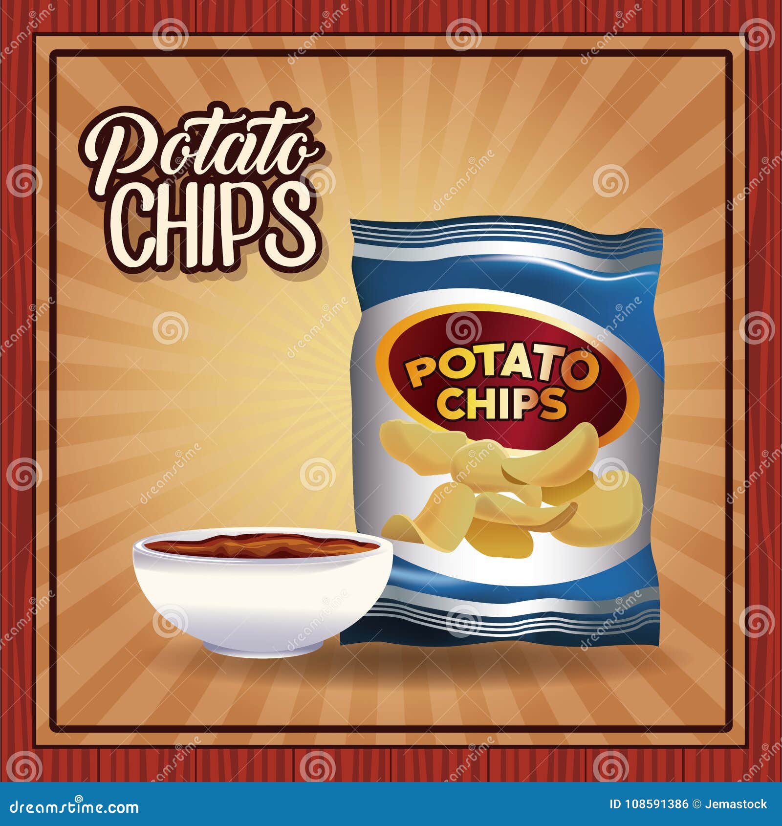 Potato chips frame stock vector. Illustration of frame - 108591386