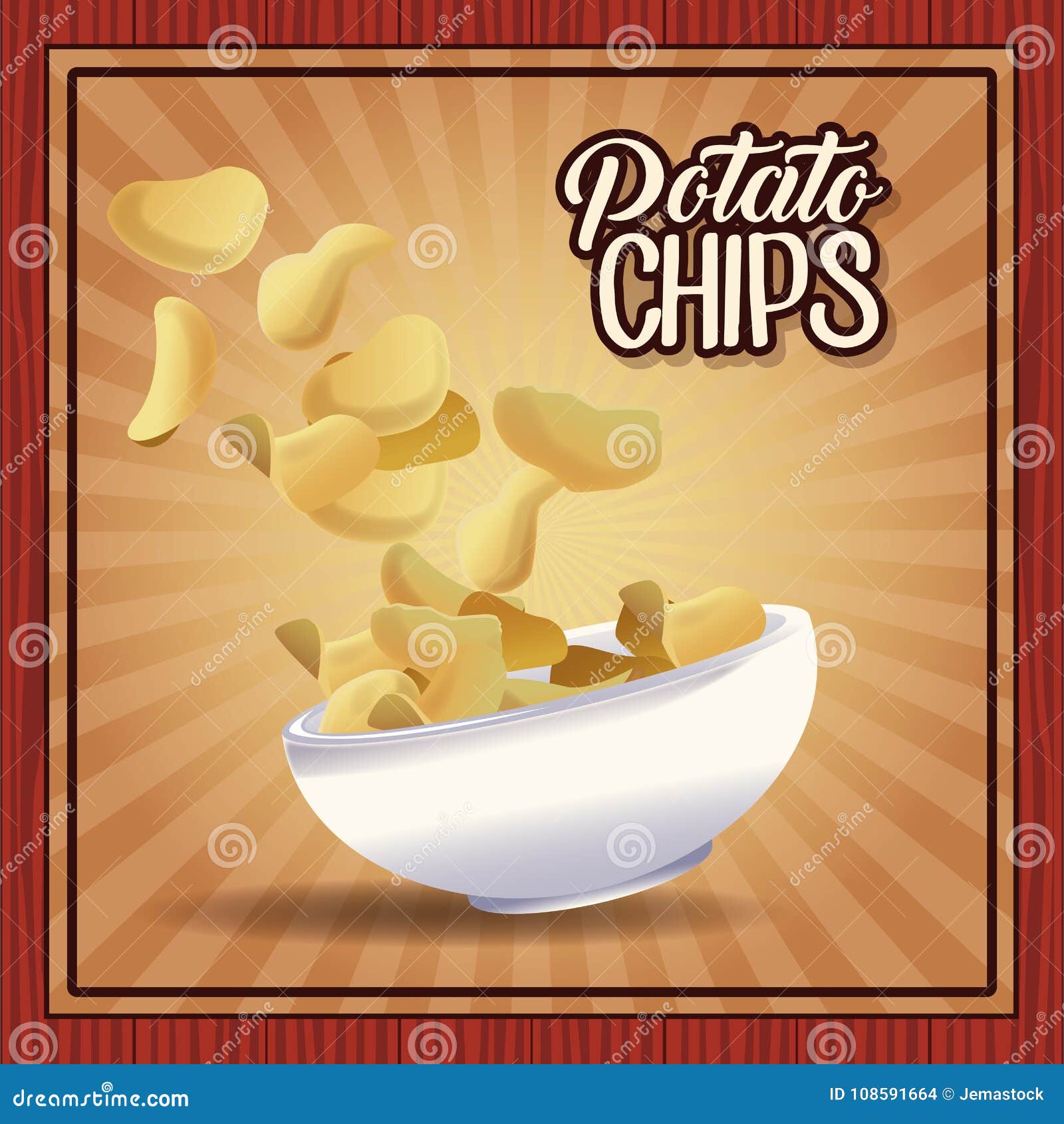 Potato chips frame stock vector. Illustration of frame - 108591664