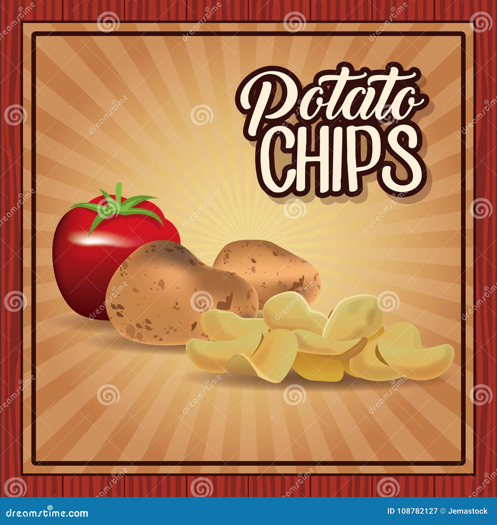 Potato chips frame stock vector. Illustration of salt - 108782127