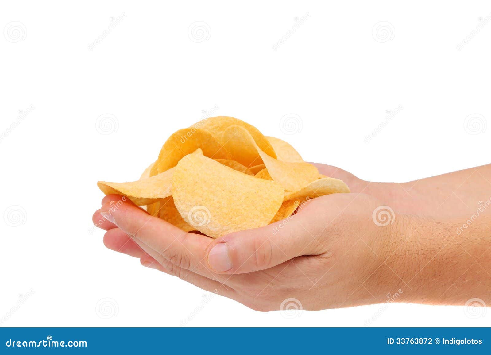 Potato chips on hands. stock photo. Image of gourmet - 33763872