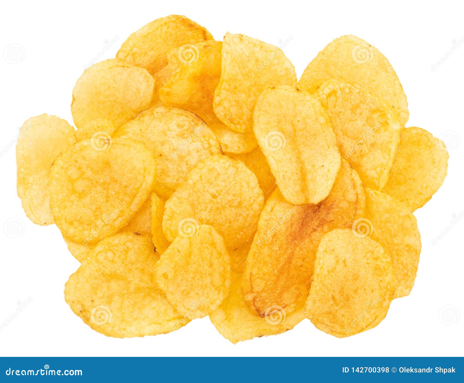 Potato Chips Isolated on White Background. Top View Stock Photo - Image ...