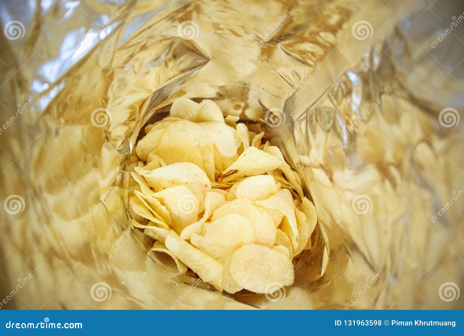 Potato Chips in Open Snack Bag Closeup Stock Photo - Image of meal ...