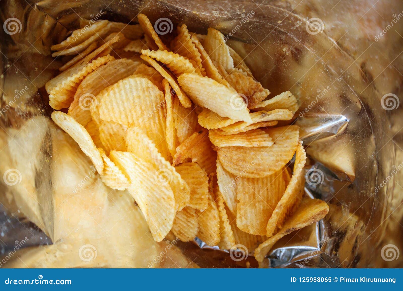 Potato Chips in Open Snack Bag Stock Image - Image of crisp, open ...