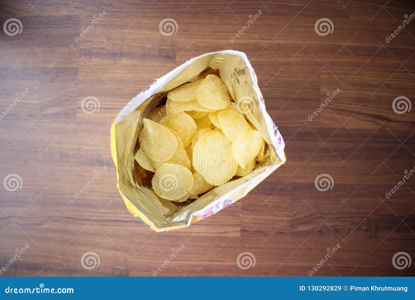 Potato Chips in Open Snack Bag Close Up on Table Stock Image - Image of ...