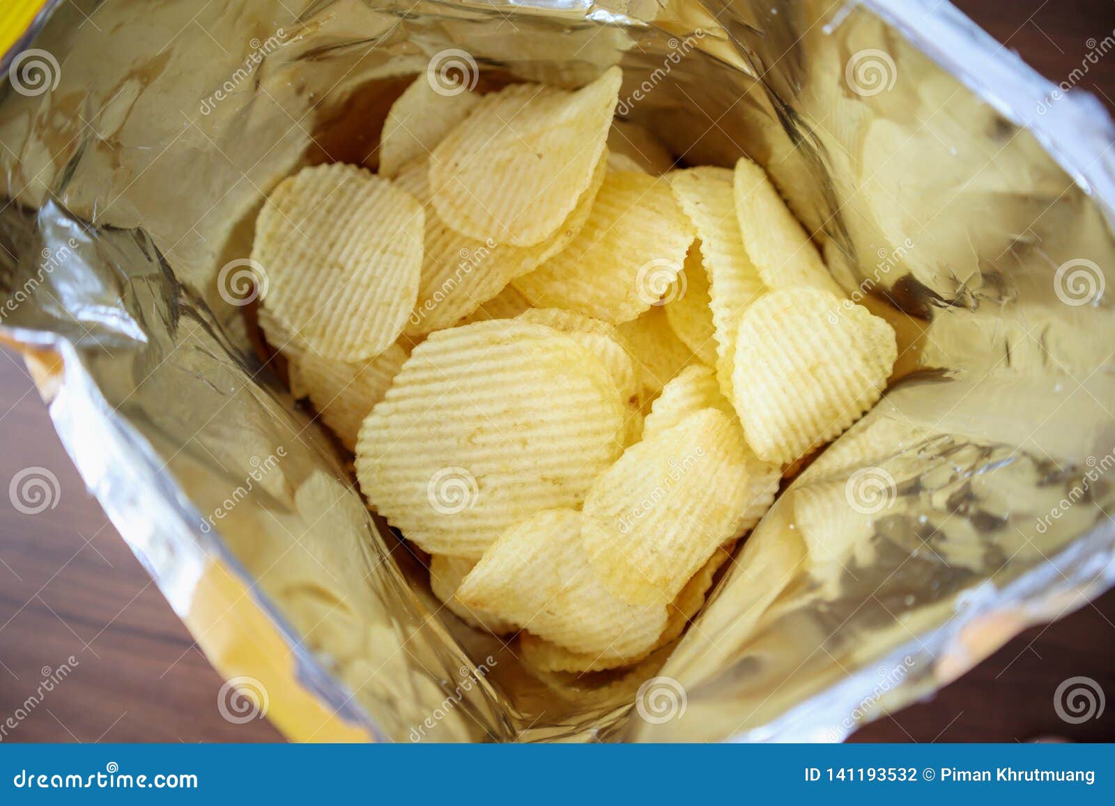 Potato Chips in Open Snack Bag Close Up Stock Photo - Image of crispy ...