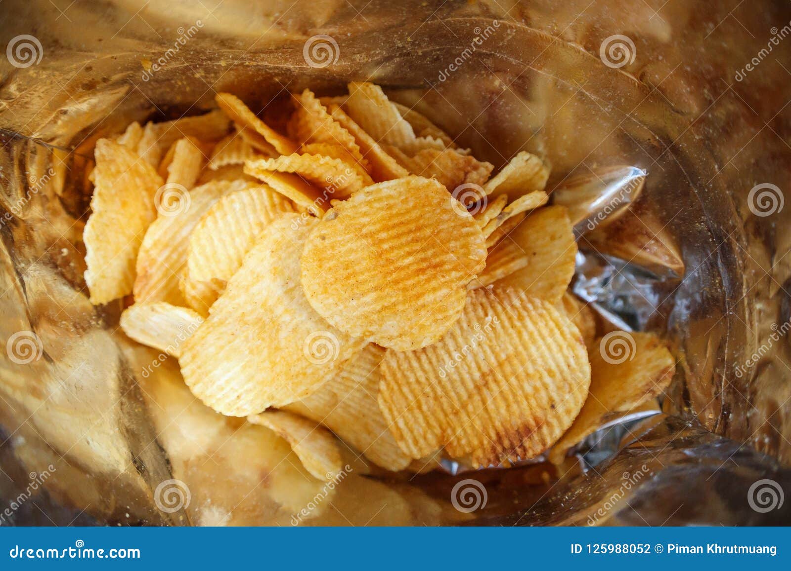 Potato Chips in Open Snack Bag Stock Photo - Image of meal, opened ...