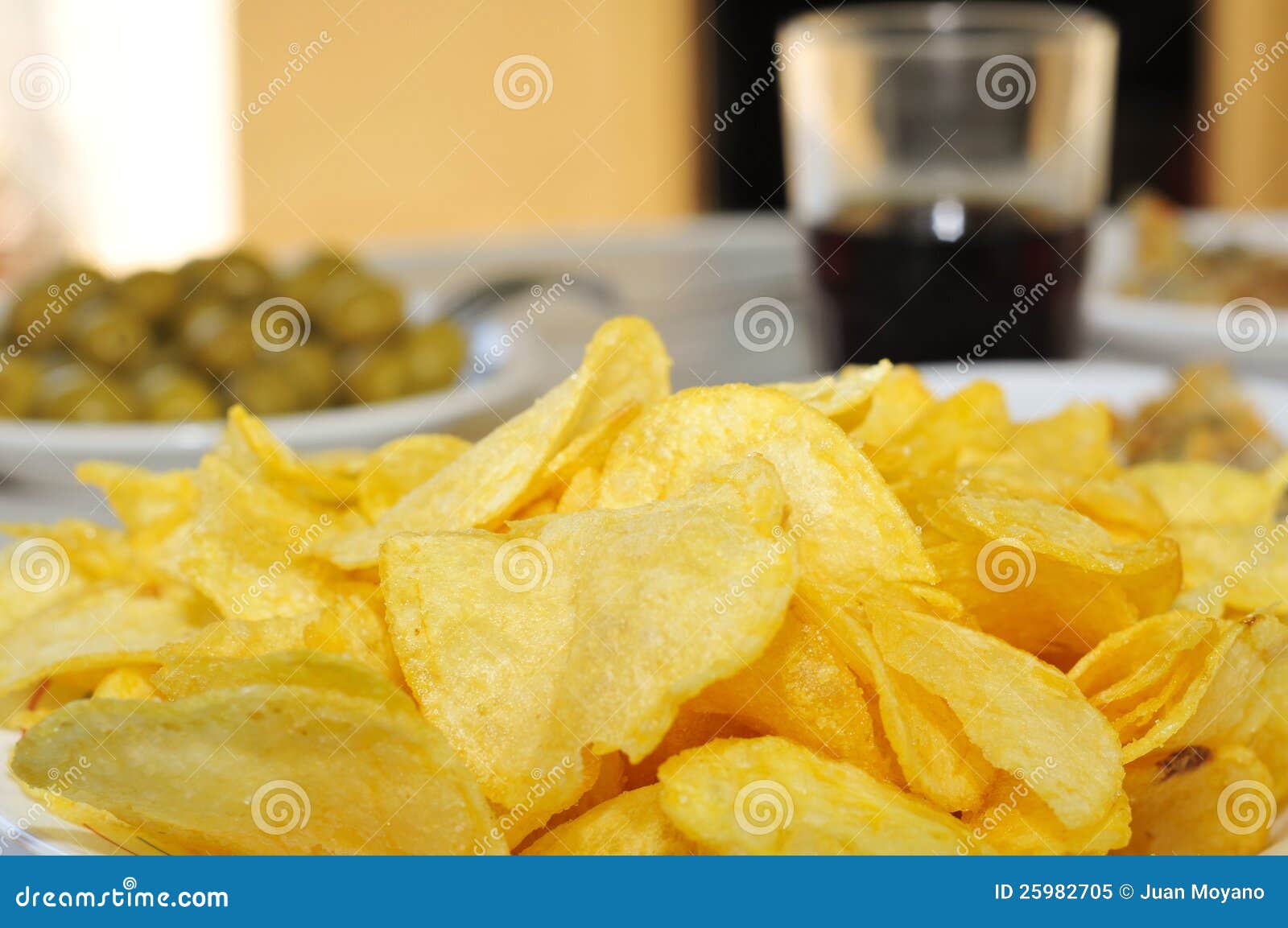 Potato Chips and Other Appetizers Stock Image - Image of lunch, potato ...