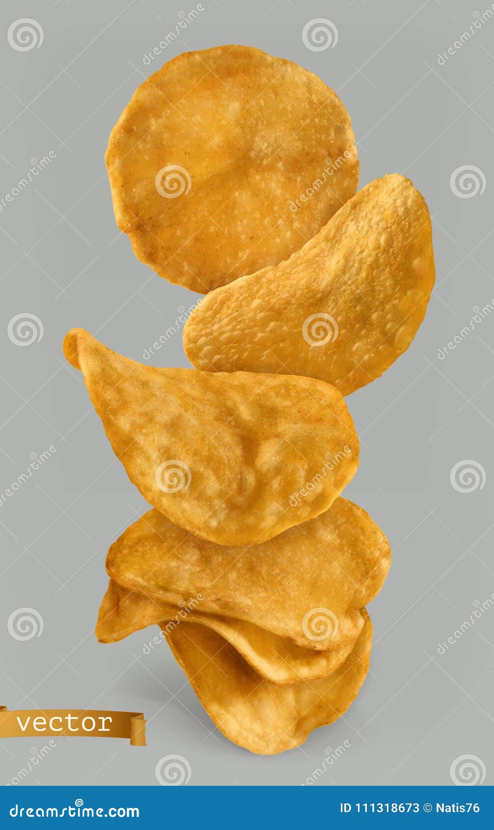 Potato Chips, Package Design. 3d Vector Stock Vector - Illustration of ...
