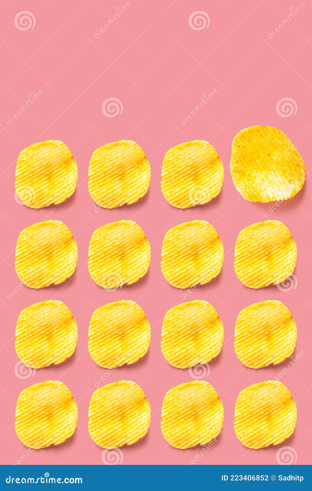 Potato Chips Pattern on Pastel Pink Background Top View with Clipping ...