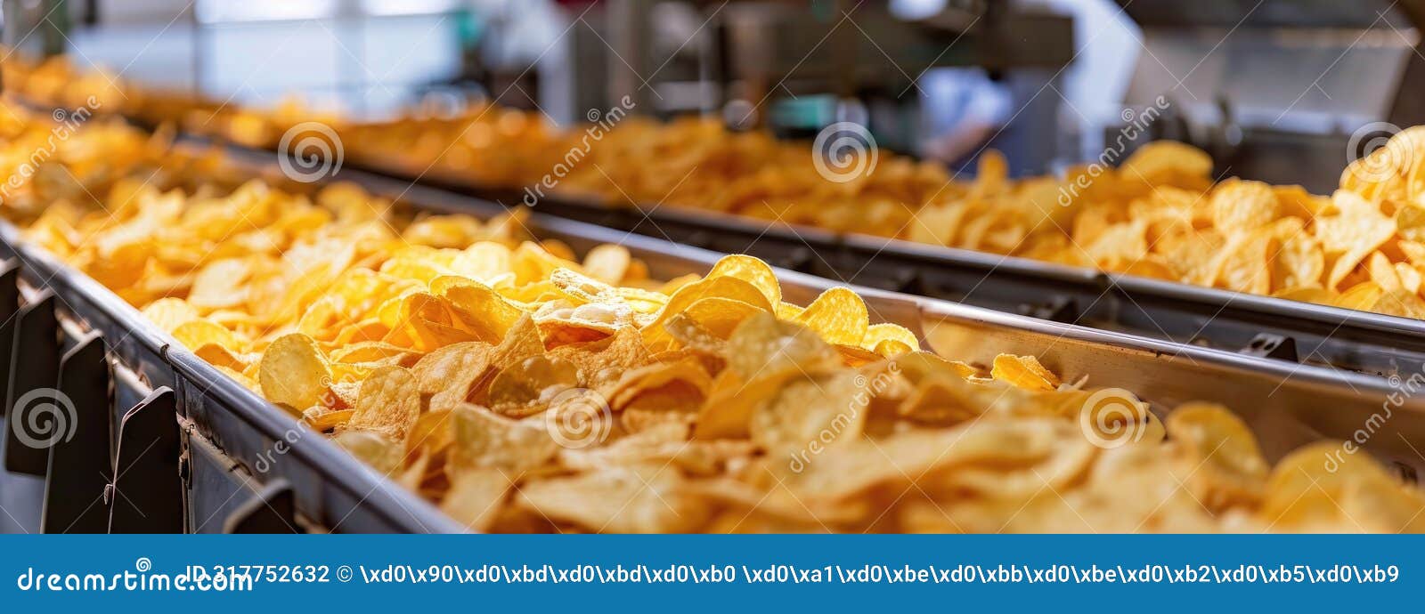 Potato Chips Production Line at the Factory. Potato Chips and Snacks ...