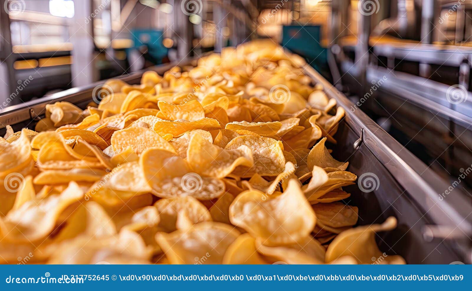 Potato Chips Production Line at the Factory. Potato Chips and Snacks ...