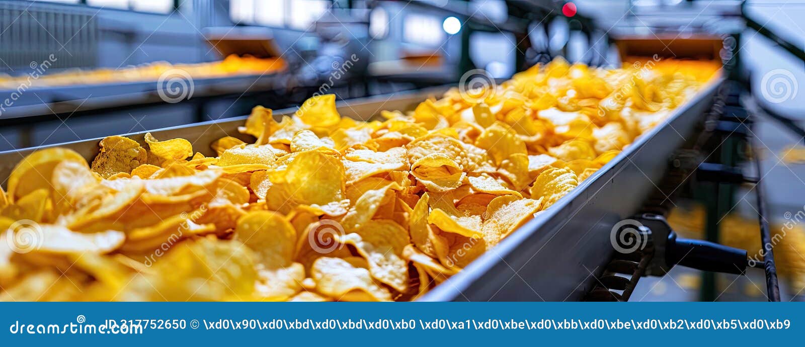 Potato Chips Production Line at the Factory. Potato Chips and Snacks ...