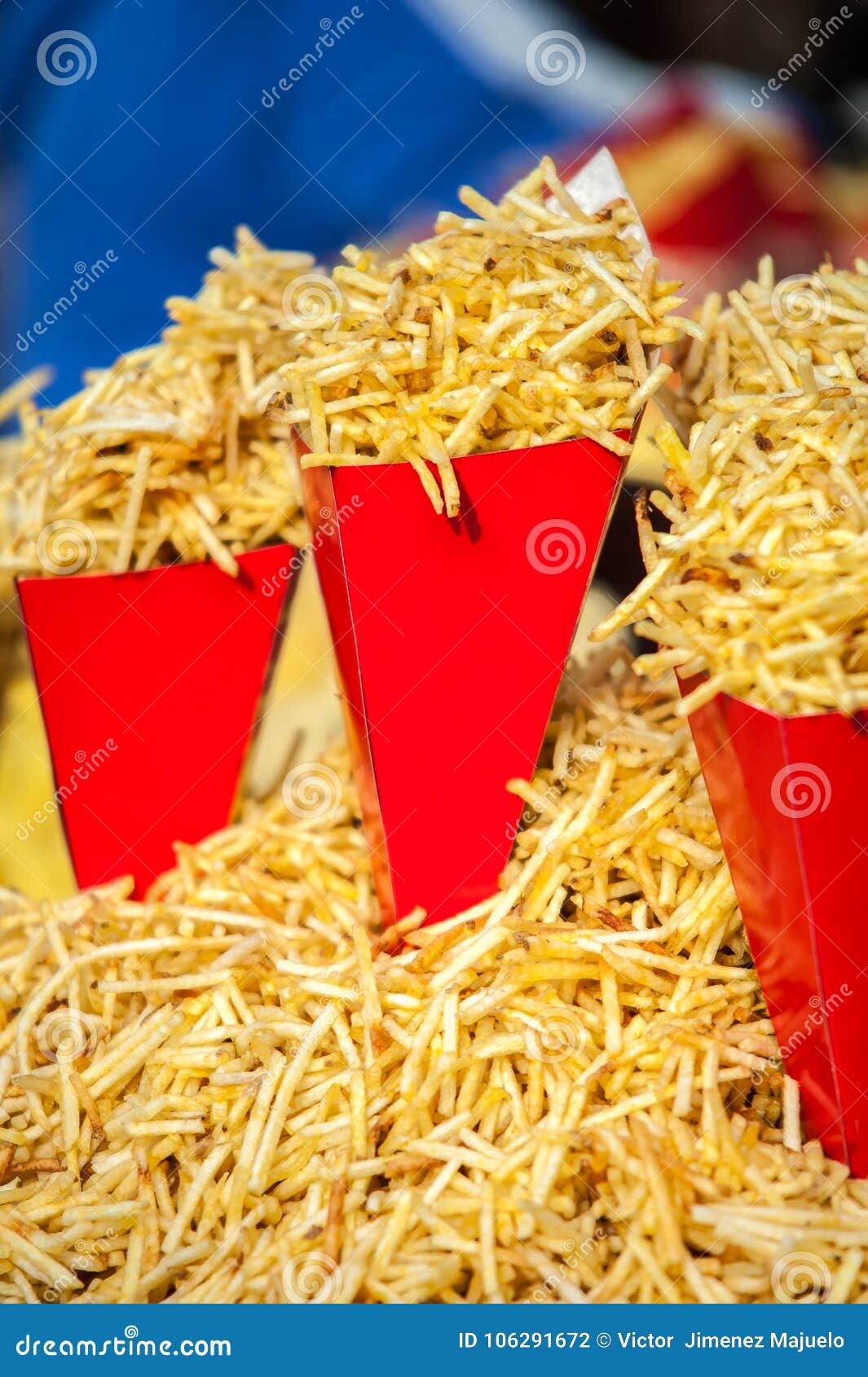 Potato chips on red box stock photo. Image of veggie - 106291672