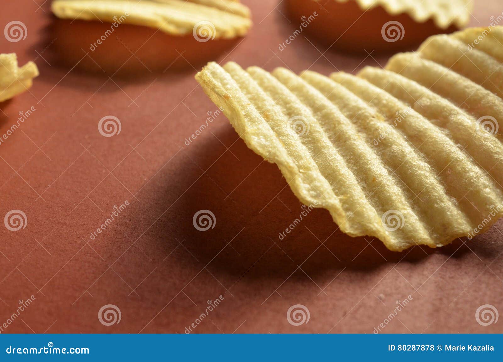 Potato Chips with Ridged or Waves on Brown Surface Stock Photo - Image ...