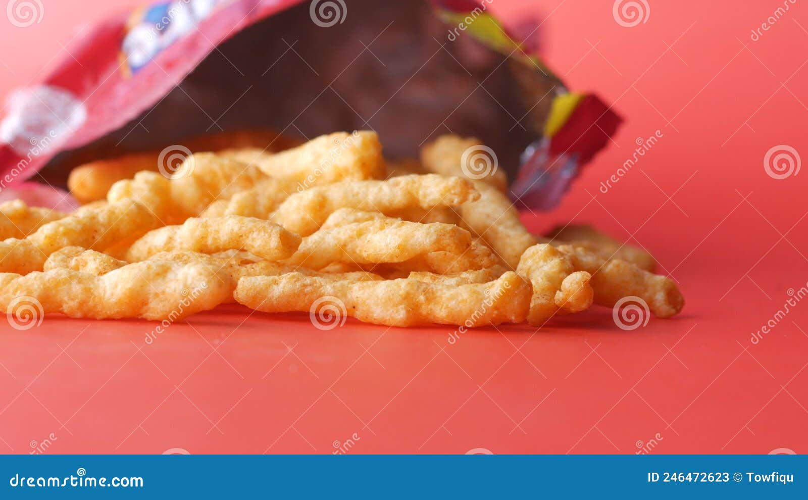 Potato Chips Spilling from a Packet on Red Stock Video - Video of junk ...