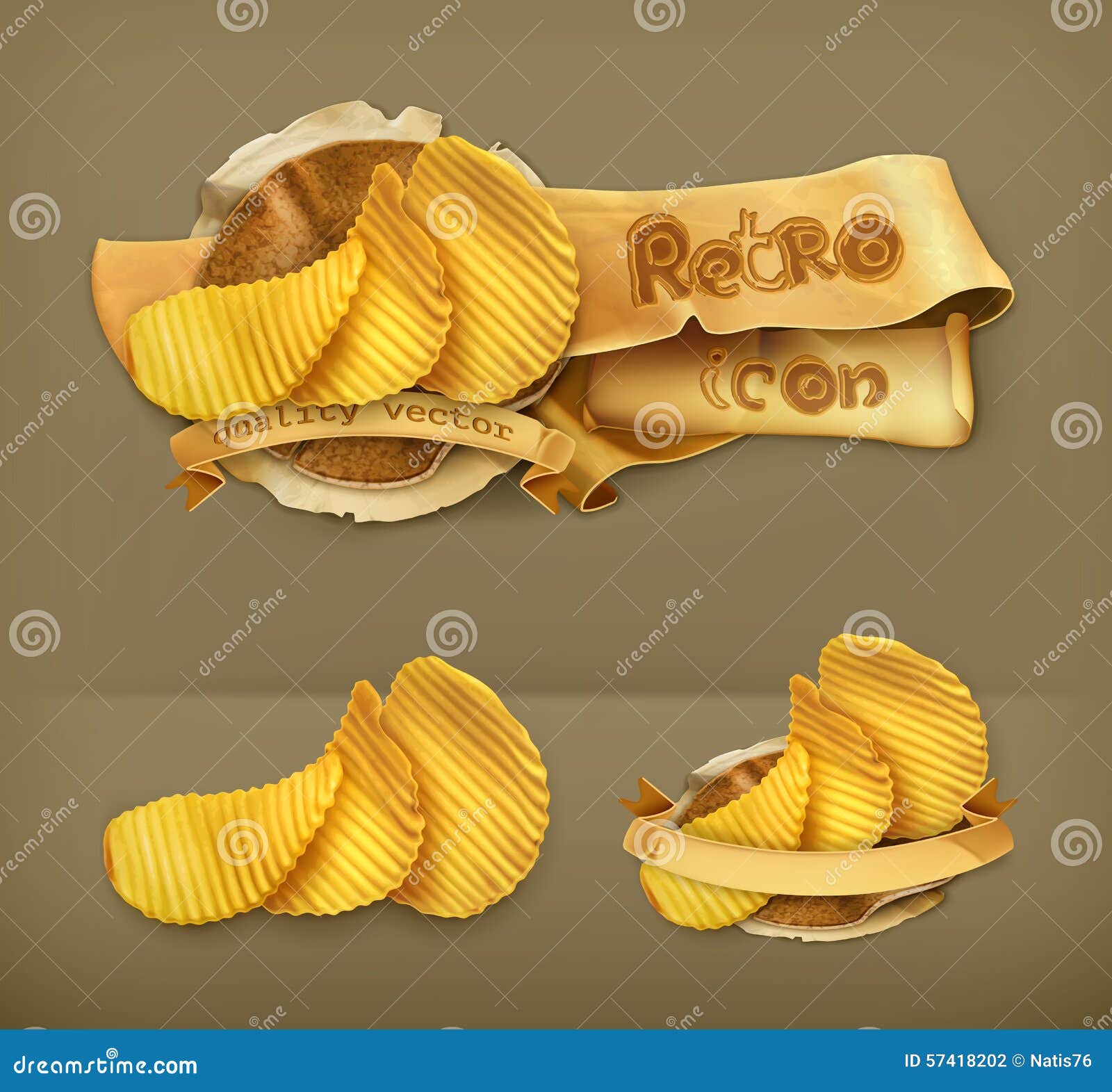 Potato chips vector icons stock vector. Illustration of eps10 - 57418202