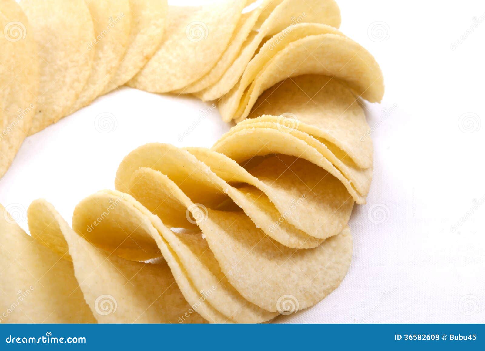 Potato Crisps (chips) on a White Background Stock Photo - Image of food ...