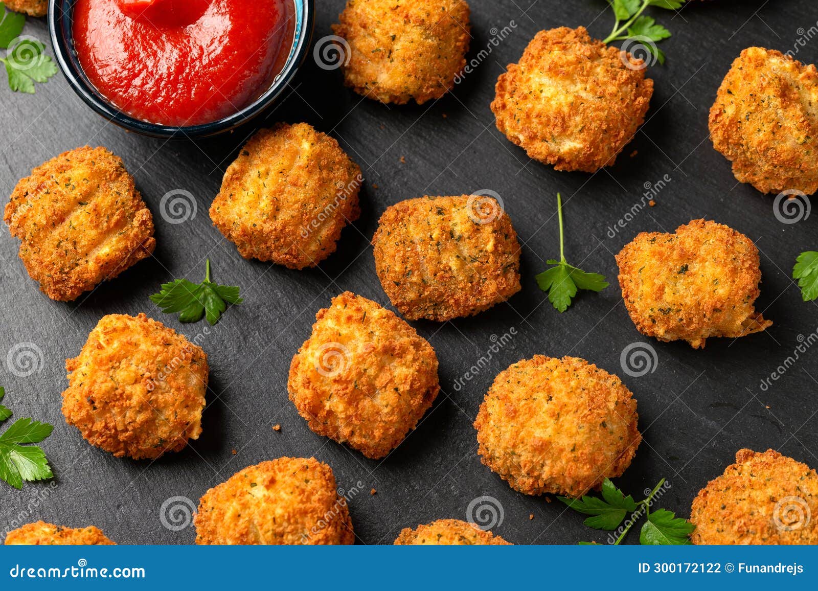 Potato Croquettes with Ham and Cheese on Stone Board Stock Photo ...