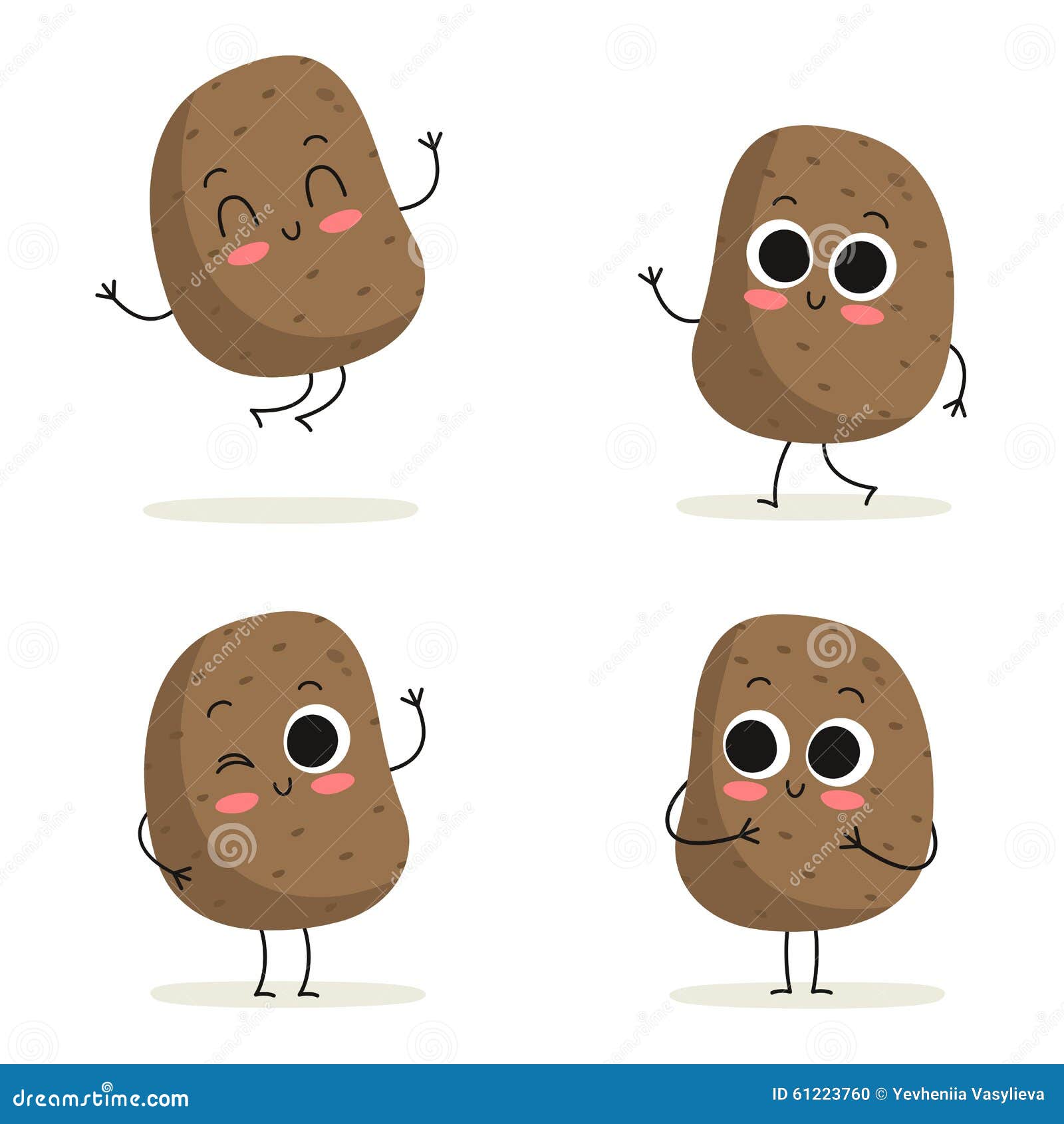 Potato. Cute Vegetable Character Set on White Stock Vector ...