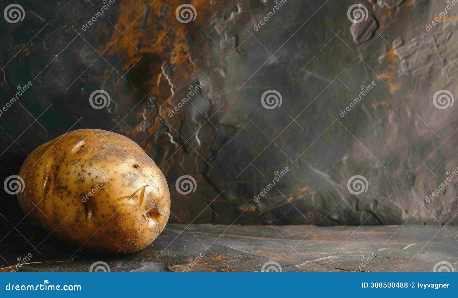 Potato on a Dark Textured Background. Copy Space Stock Photo - Image of ...