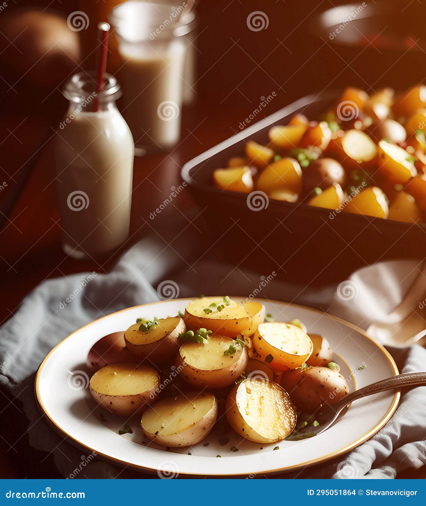Potato Dish on a Plate Served As Dinner, Generative Ai Stock ...