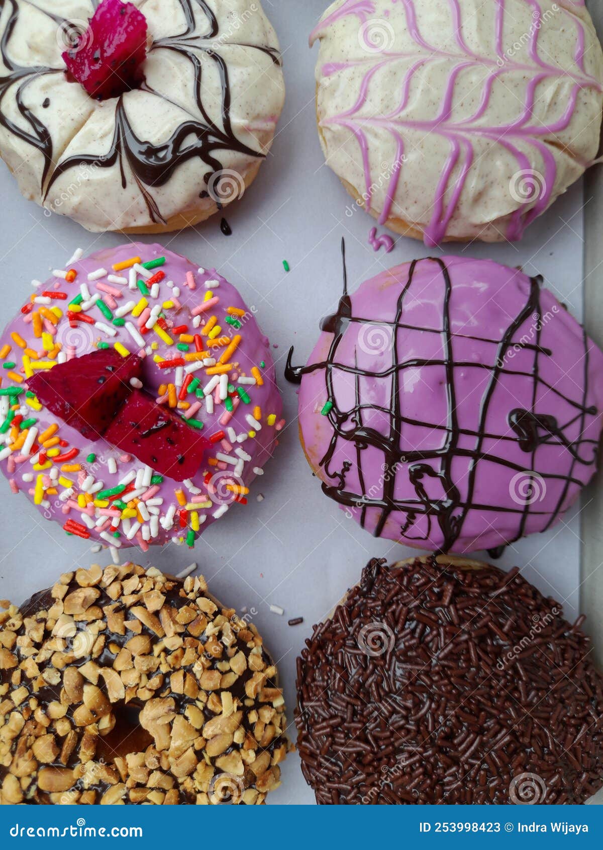 Potato Donuts with Various Flavored Toppings Stock Image - Image of ...